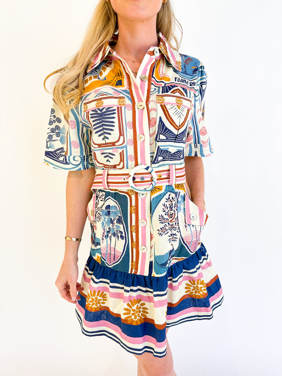 Cerrado Stamps Cream Short Sleeve Mini Dress – Swoon Boutique Lafayette